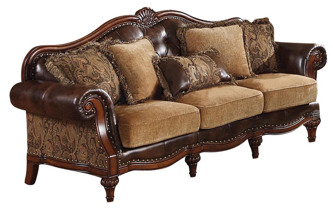 Acme Dreena Traditional Bonded Leather and Chenille Sofa 05495 ...