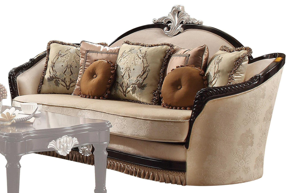 Acme Furniture Ernestine Sofa with 7 Pillows in Tan and Black 52110 ...