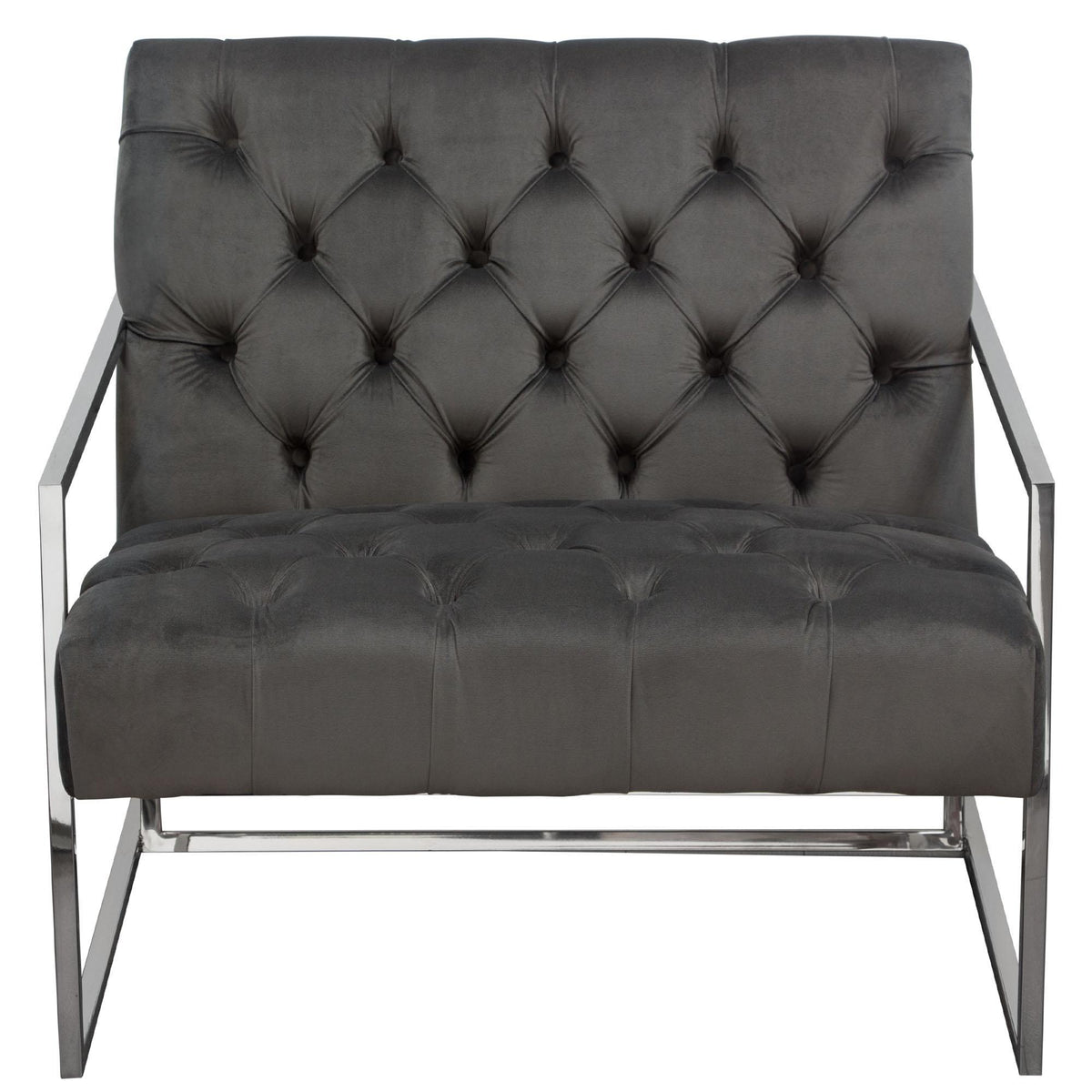 Luxe Accent Chair in Dusk Grey Tufted Velvet Fabric with Polished ...