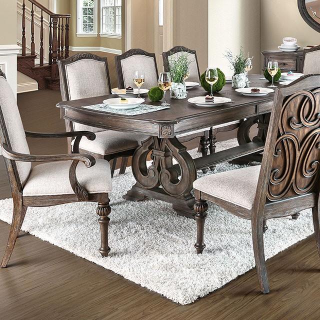ARCADIA Rustic Natural Tone, Ivory Dining Table ...