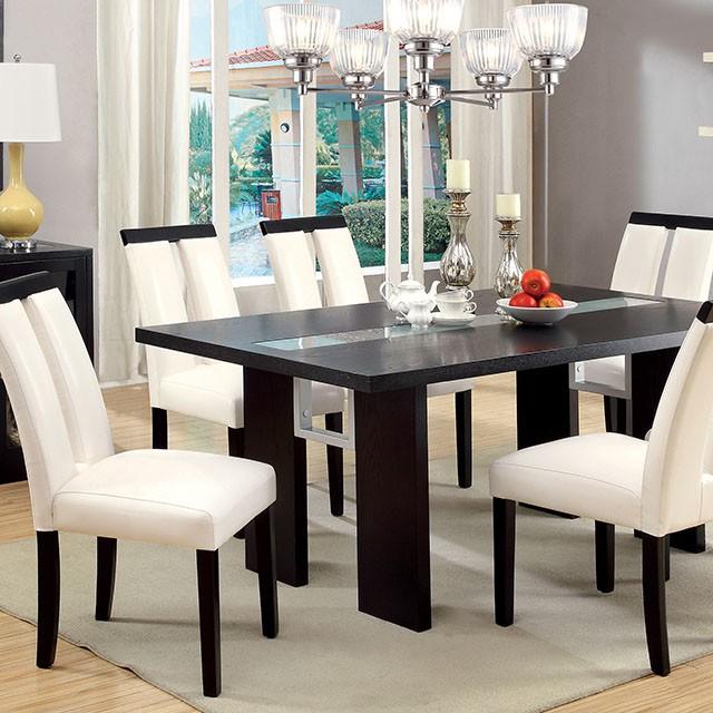Luminar Black Glass-Insert Dining Table | LasVegasFurnitureOnline.com