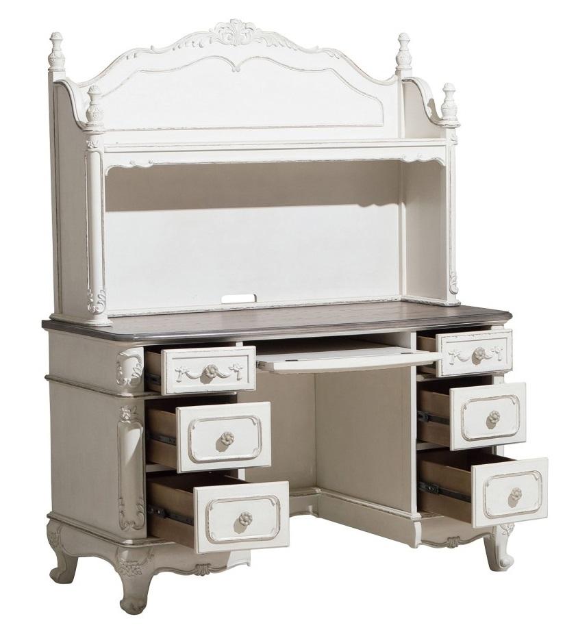 Cinderella Writing Desk and Hutch in Antique White with Grey Rub ...