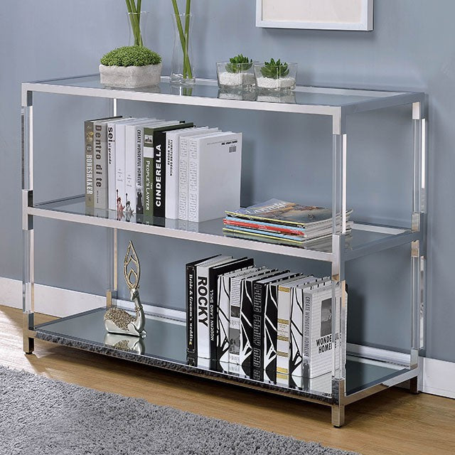 Ludvig Chrome/Clear Sofa Table | LasVegasFurnitureOnline.com