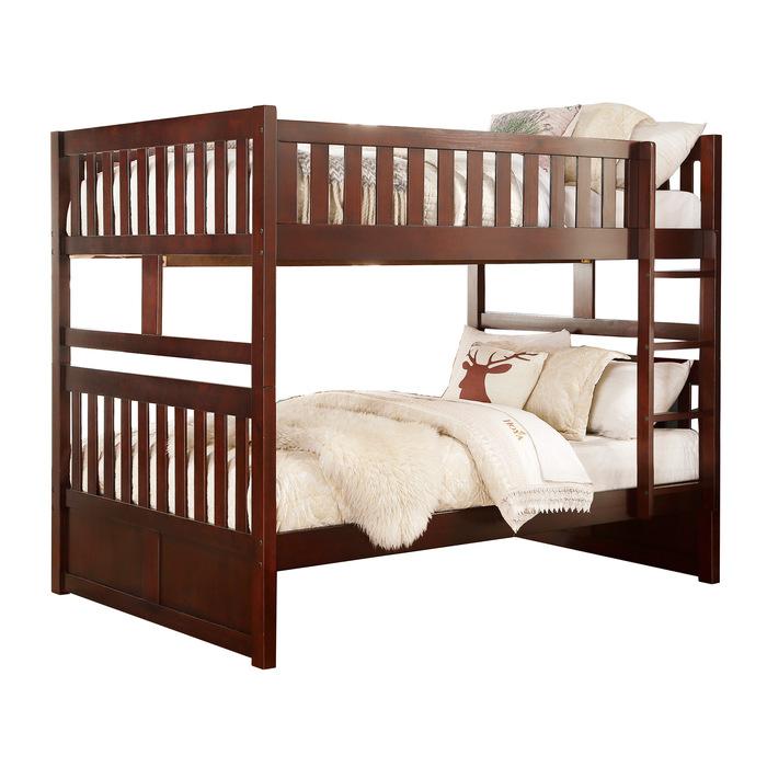 Homelegance Rowe Full/Full Bunk Bed in Dark Cherry B2013FFDC-1 ...